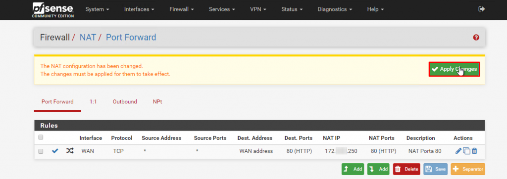 Como criar regra de NAT no pfSense - Adentro