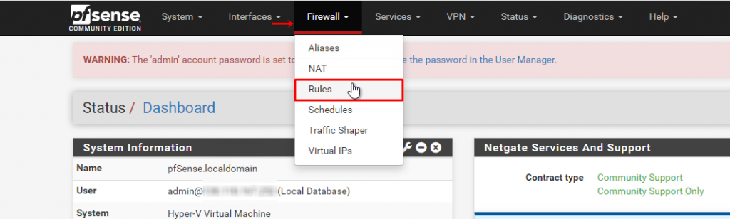 Como acessar a interface WEB do pfSense com o IP de WAN - Adentro